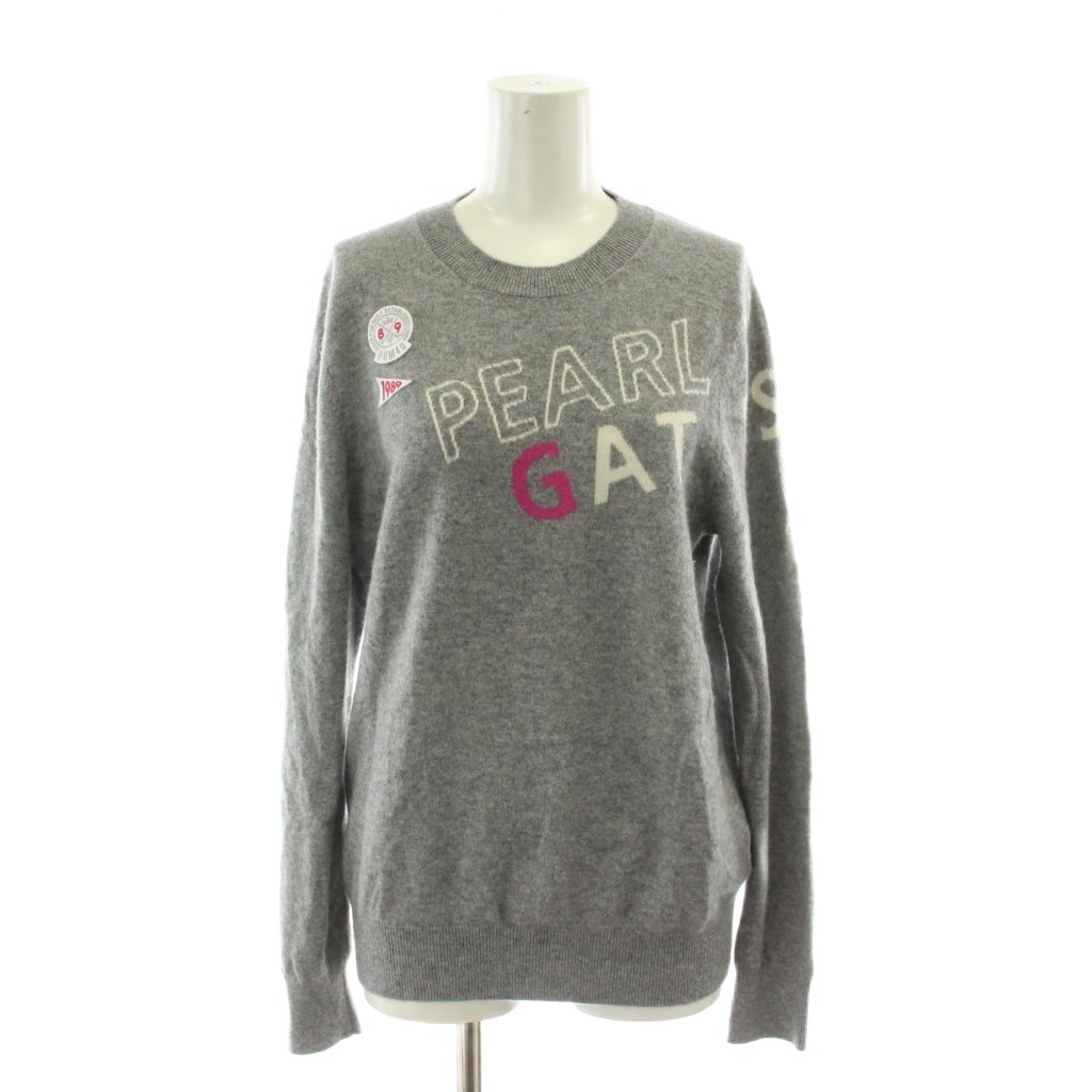 【中古】パーリーゲイツ PEARLY GATES 22AW ニット セーター カシミヤ 2 グレー ロゴプリント 長袖 クルーネック 055-3170002 /DU6 レディース 【ベクトル 古着】 260623ブランドパーリーゲイツ PE...