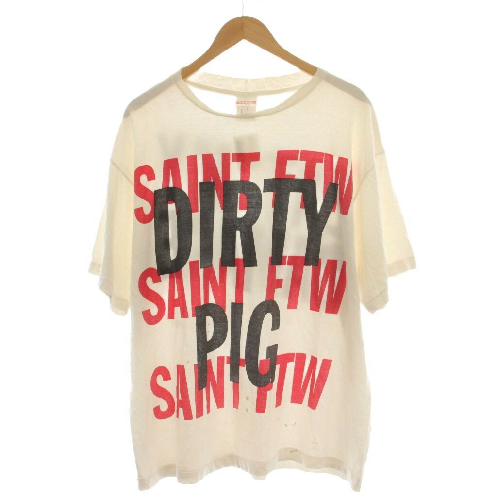 【中古】セントマイケル SAINTMICHAEL 25SS AINT DIRTY FUCKER DIRTY PIG Tシャツ 半袖 L アイボリー SM-HR8-0000-021 /☆G11 メンズ 【ベクトル 古着】 260626ブランド...