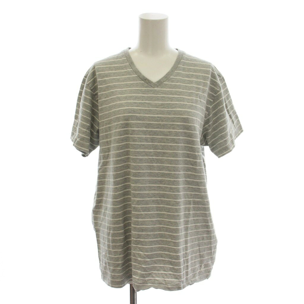【中古】ポロ ラルフローレン POLO RALPH LAUREN Tシャツ L グレー ボーダー柄 Vネック 半袖 /LP17 レディース 【ベクトル 古着】 260702ブランドポロ ラルフローレン POLO RALPH LAUREN表記...