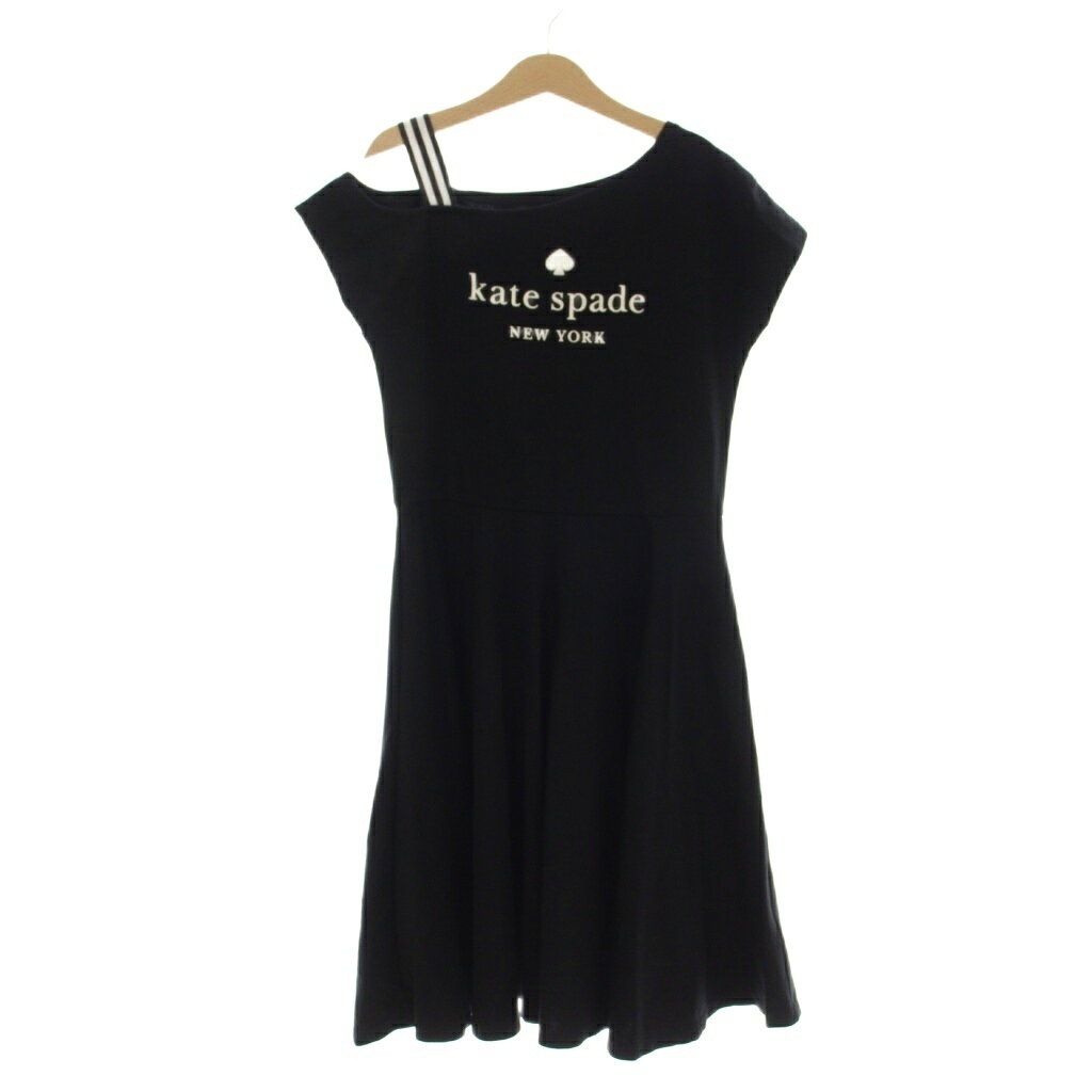 【中古】ケイトスペード KATE SPADE ワンピース こども服 女の子 150 黒 ブラック ロゴ 半袖 ミニ丈 オフショルダー /LP14 キッズ 【ベクトル 古着】 260703ブランドケイトスペード KATE SPADE表記サイズ...