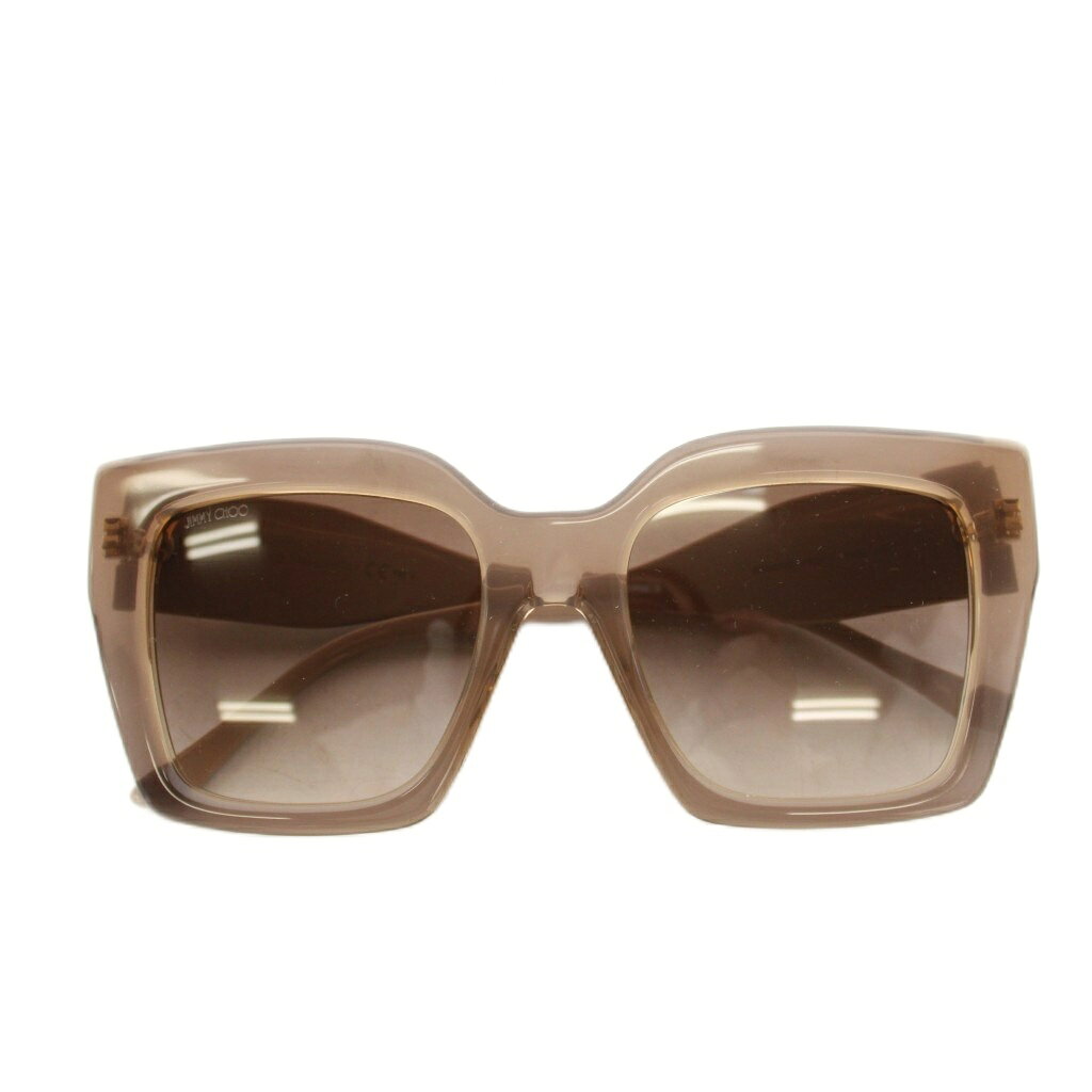 【中古】ジミーチュウ JIMMY CHOO エレニ ELENI/G/S サングラス 眼鏡 スクエア セルフレーム ラメ メガネケース 53□20 145 ピンクベージュ 茶 ブラウン /YT23 レディース 【ベクトル 古着】 260702...