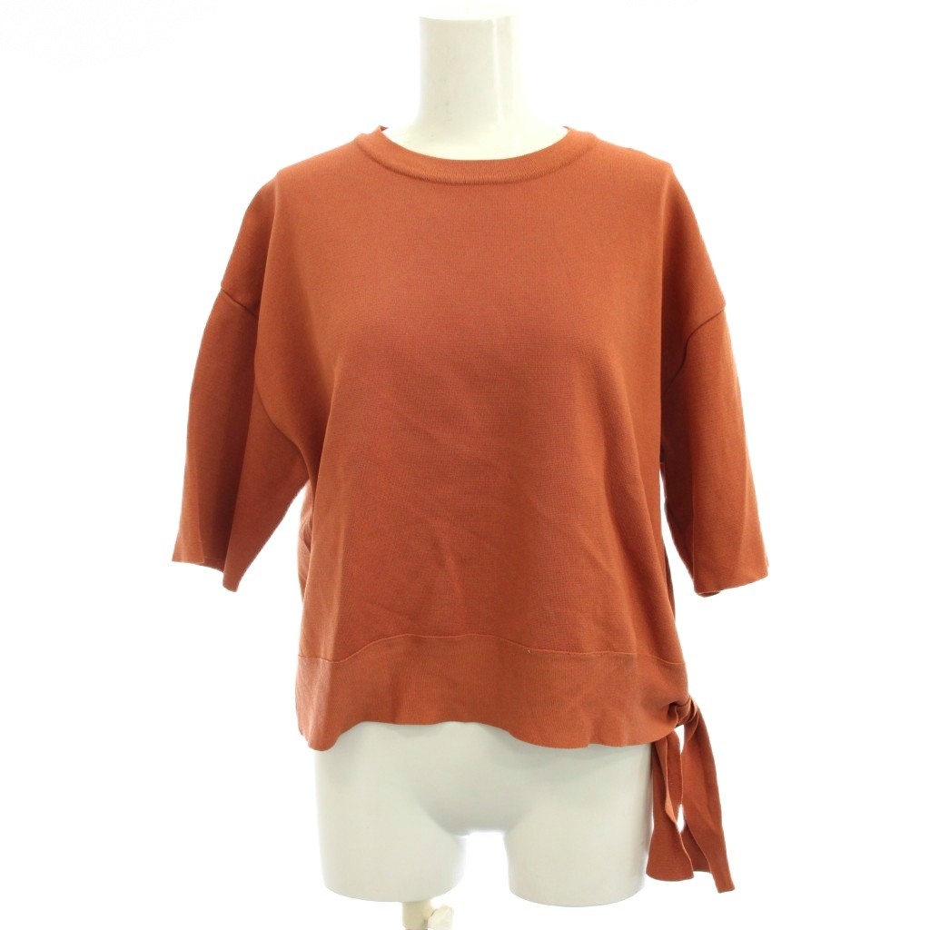 【中古】アクアスキュータム AQUASCUTUM ニット セーター M 茶 ラウンドネック 半袖 サイドリボン /JP50 レディース 【ベクトル 古着】 260701ブランドアクアスキュータム AQUASCUTUM表記サイズM実寸サイズ肩...