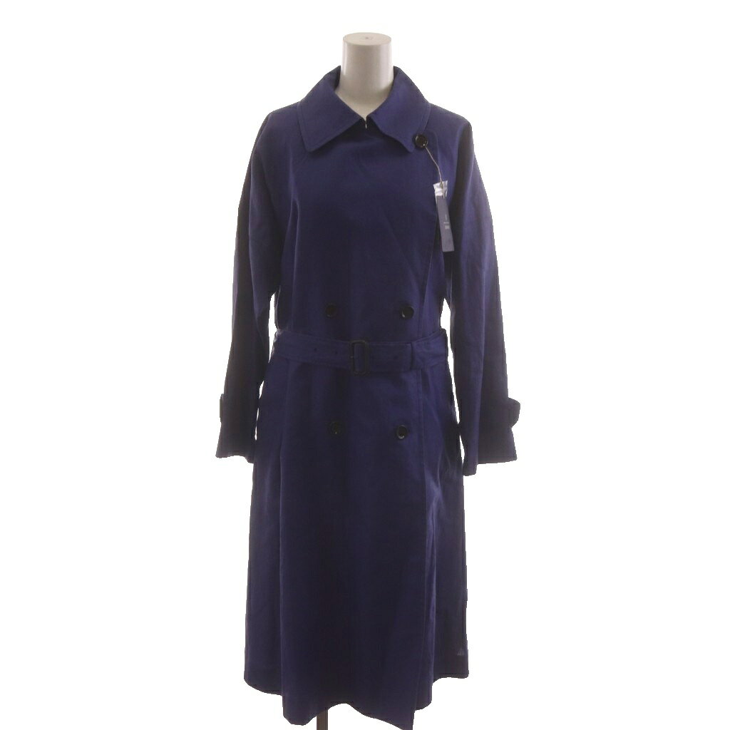【中古】未使用品 アデュートリステス ロワズィール ADIEU TRISTESSE LOISIR トレンチコート ロング 麻 リネン 38 紺 ネイビー ダブルブレスト 長袖 B0191LFC030 /RR8 レディース 【ベクトル 古着】...