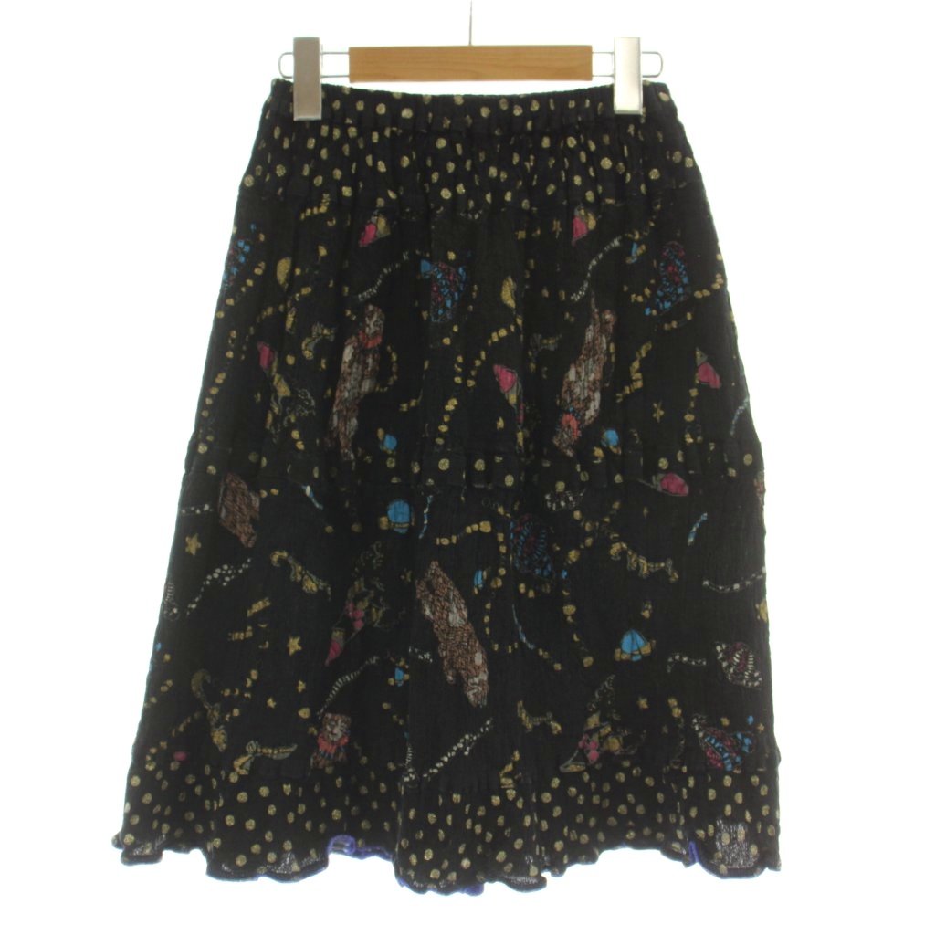 【中古】ツモリチサト TSUMORI CHISATO スカート 2 黒 ブラック 総柄 ひざ丈 ドット柄 /DU42 レディース 【ベクトル 古着】 260706ブランドツモリチサト TSUMORI CHISATO表記サイズ2実寸サイズウエ...