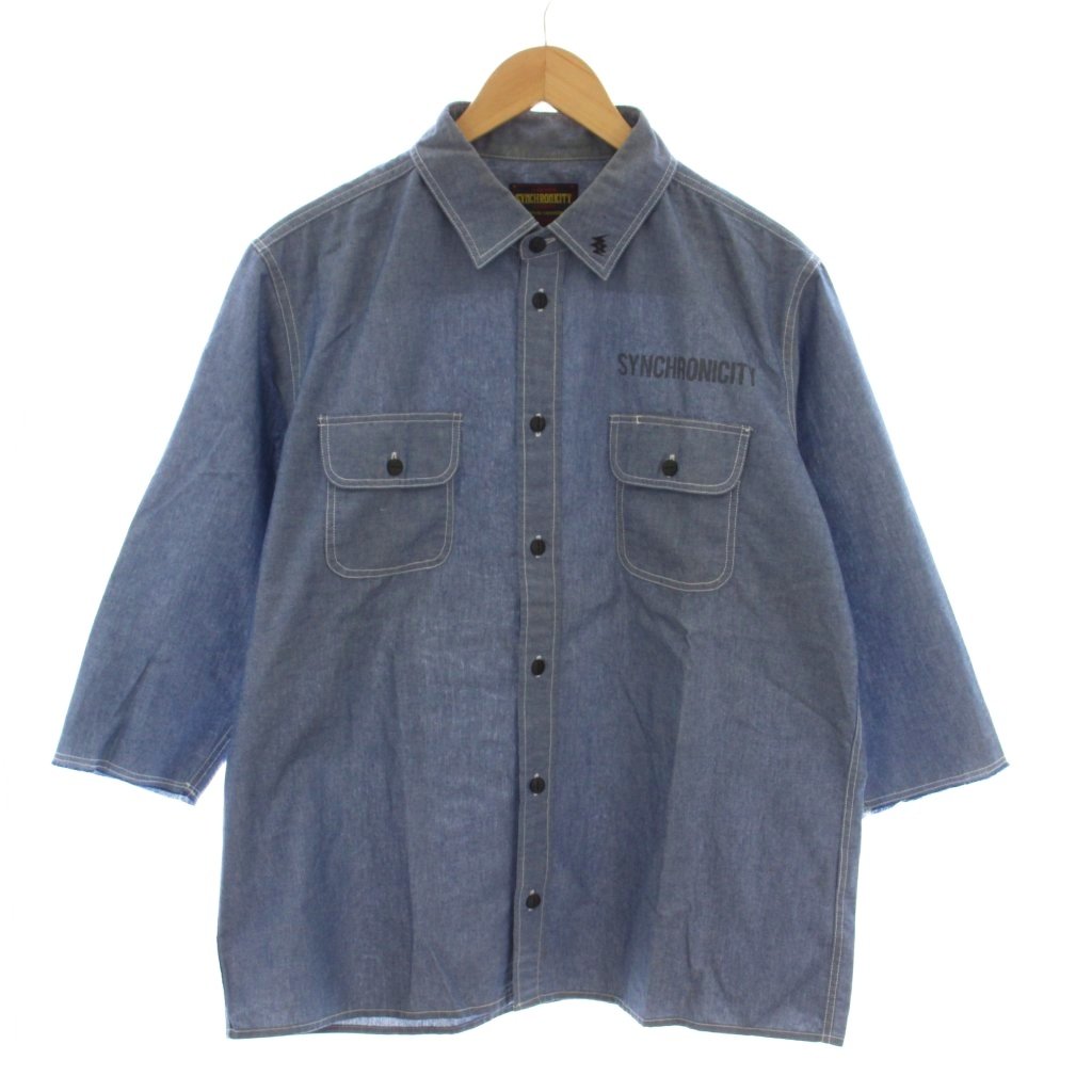 【中古】シンクロニシティー synchronicity シャツ M 青 ブルー 無地 襟付き 七分袖 /LP メンズ 【ベクトル 古着】 260713ブランドシンクロニシティー synchronicity表記サイズM実寸サイズ肩幅：46cm...