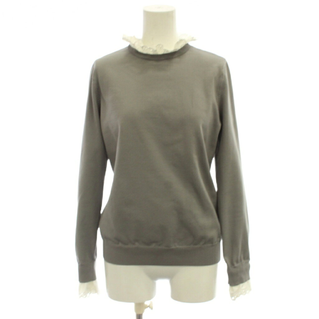 【中古】ユナイテッドアローズ UNITED ARROWS スカラップレース 4WAY ニット セーター グレー ラウンドネック 長袖 15131834722 /JP28 レディース 【ベクトル 古着】 260709ブランドユナイテッドアロー...
