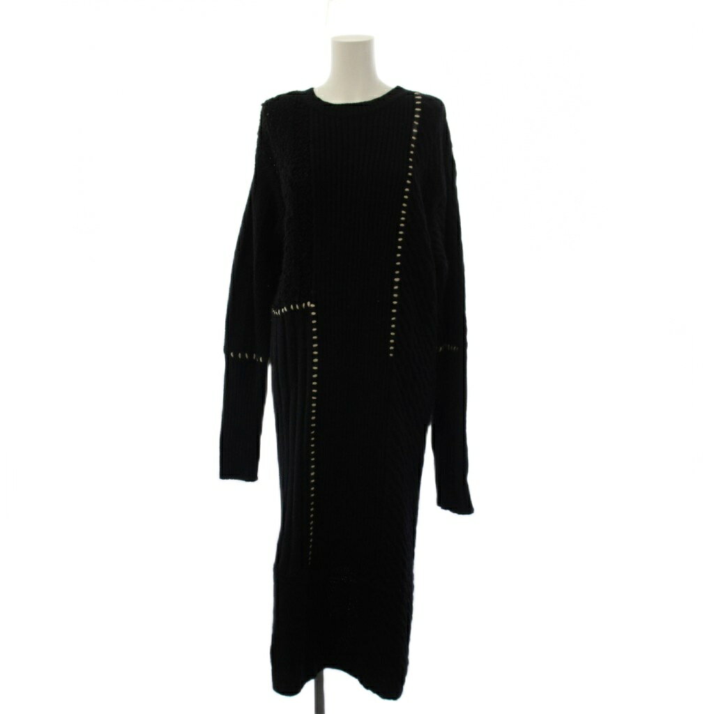 【中古】メゾンスペシャル MAISON SPECIAL Blocking Knit Dress ニットワンピース ロング 長袖 ウール F 黒 21232265203 /BM レディース 【ベクトル 古着】 260722ブランドメゾンスペシ...