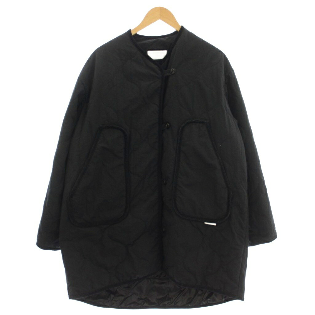 【中古】ワイルドシングス WILDTHINGS QUILTED NO COLLAR COAT FIELD JACKET キルティング ノーカラージャケット 中綿 コート F 黒 ブラック WTW20105S /☆G レディース 【ベクトル ...
