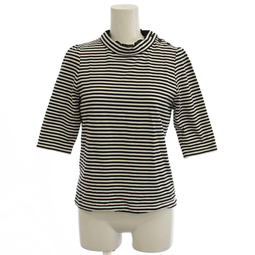 【中古】マリンフランセーズ LA MARINE FRANCAISE カットソー 白 黒 ボーダー柄 ハイネック 七分袖 /JP レディース 【ベクトル 古着】 260811ブランドマリンフランセーズ LA MARINE FRANCAISE実...