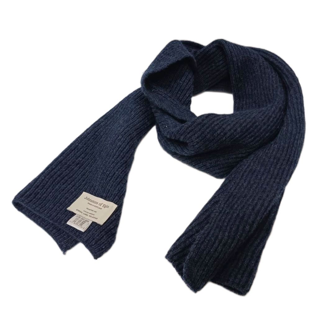 【中古】ジョンストンズオブエルガン Johnstons of Elgin グリーンレーベル別注 リブマフラー ストール ウール カシミヤ混 紺 ネイビー 3136-343-0695 /TK メンズ 【ベクトル 古着】 260904ブランドジ...