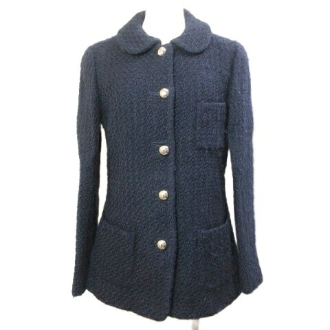 【中古】49アベニュー ジュンコシマダ 49AV. junko shimada ウールツイード ジャケット ラメ 総裏地 40 L相当 紺 ネイビー IBO92 /X レディース 【ベクトル 古着】 260331ブランド49アベニュー ジュ...