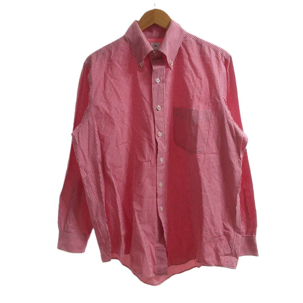 【中古】ヒピハパ jipijapa 美品 ボタンダウンシャツ 2 赤 レッド 長袖 チェック柄/HW メンズ 【ベクトル 古着】 260423ブランドヒピハパ jipijapa表記サイズ2実寸サイズ肩幅：45cm　身幅：62cm　着丈：78...