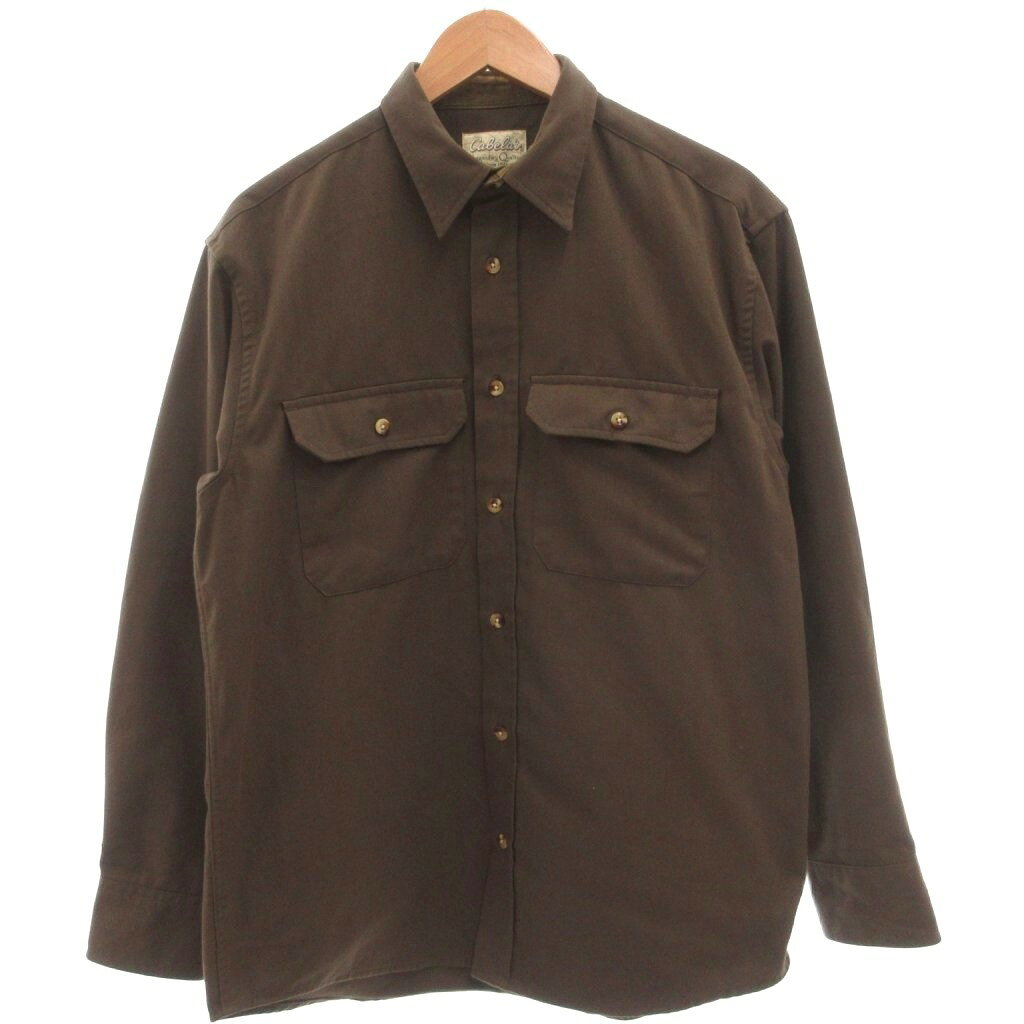 【中古】カベラス Cabela's 80s CPOシャツ シャツ M Reg 茶 ブラウン 無地 長袖 フラップポケット /SC メンズ 【ベクトル 古着】 260525表記サイズM Reg実寸サイズ肩幅：52cm　身幅：55cm　着丈：8...