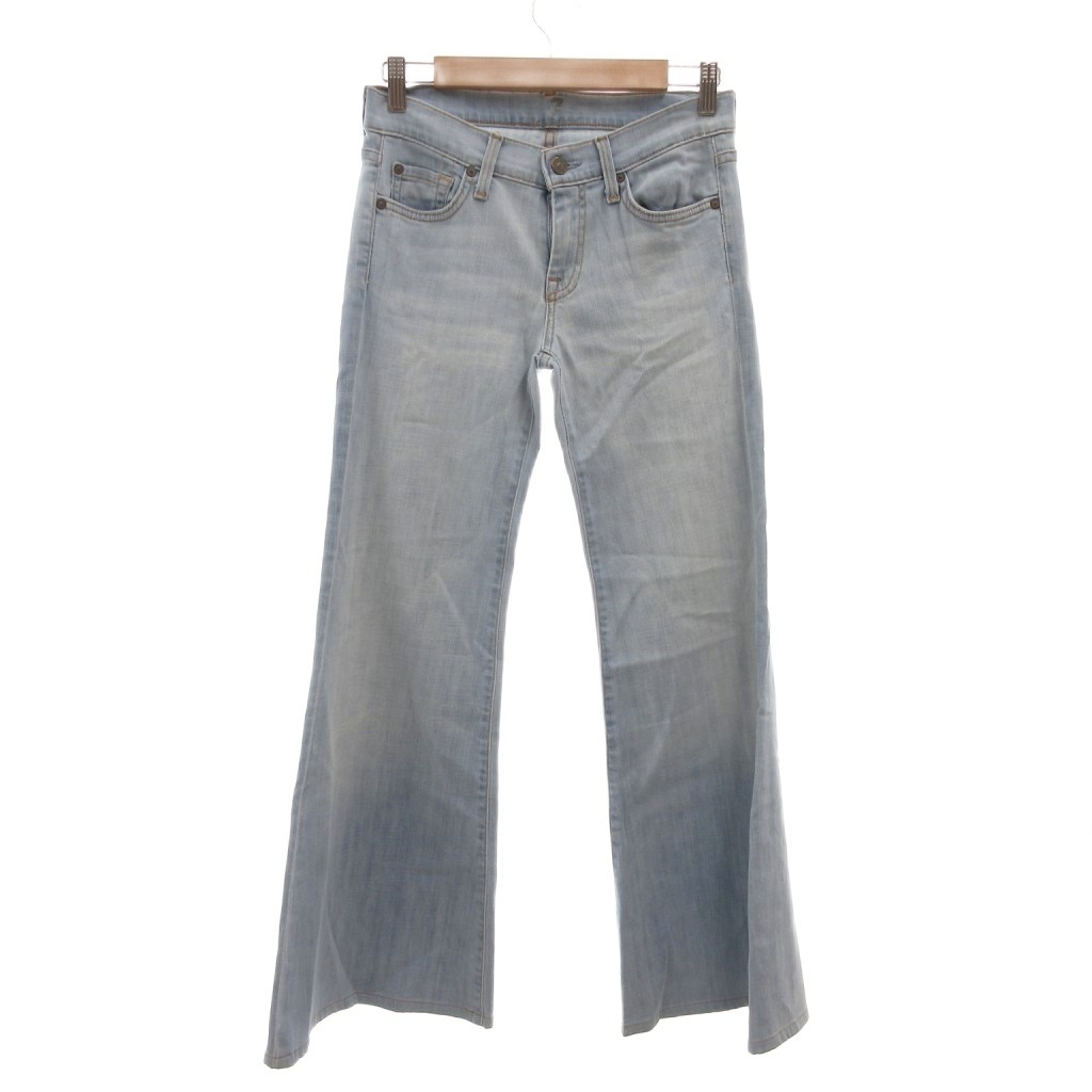 【中古】7 For All Mankind デニム フレアジーンズ 25 水色 ライトブルー フルレングス /NL レディース 【ベクトル 古着】 260701表記サイズ25実寸サイズウエスト：70cm　もも幅：23cm　裾幅：21cm　股...