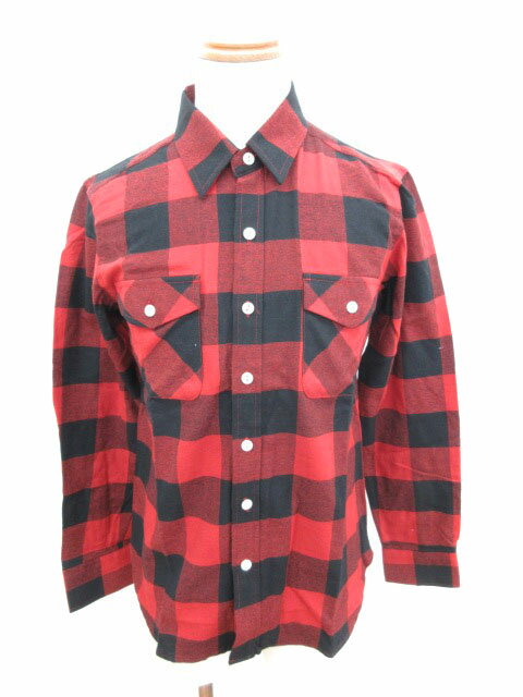 【中古】未使用品 A-Clothing ネルシャツ 長袖 チェック M 赤 レッド 黒 ブラック /ny メンズ 【ベクトル 古着】 180322 ブランド古着ベクトルプレミアム店表記サイズM実寸サイズ肩幅：44cm　身幅：50cm　着丈：...