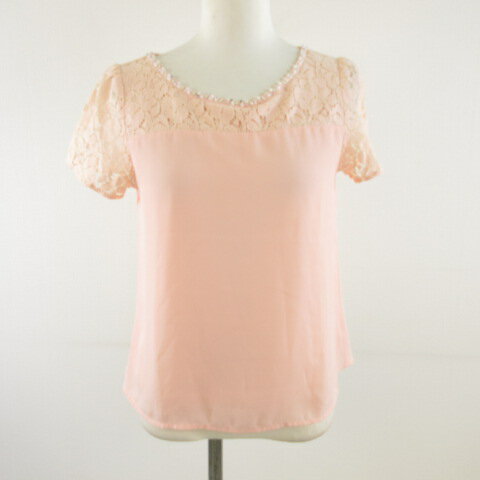 【中古】グラスライン GLASS LINE カットソー ブラウス 半袖 レース ピンク 9 *T611 レディース 【ベクトル 古着】 230915表記サイズ9 日本サイズM相当実寸サイズ肩幅：33cm　身幅：43cm　着丈：50cm　袖丈...