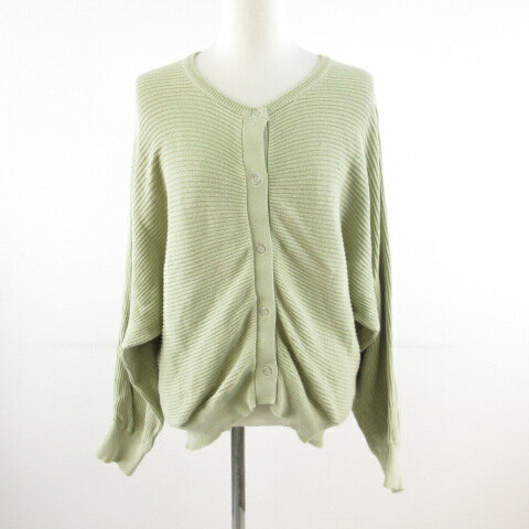 【中古】シュガースプーン SUGAR SPOON カーディガン 長袖 緑 F *T1 レディース 【ベクトル 古着】 240708表記サイズF実寸サイズ身幅：52cm　着丈：62cm　ゆき丈：77cm　　素材綿100%色緑状態全体的に多少の...