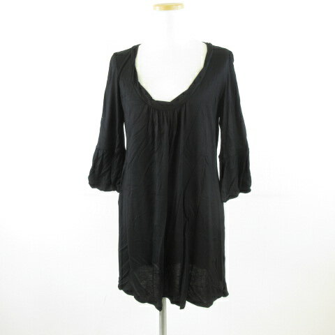 【中古】RES RALIQUE チュニック 七分袖 黒 9 *T683 レディース 【ベクトル 古着】 260202表記サイズ9 日本サイズM相当実寸サイズ肩幅：38cm　身幅：41cm　着丈：73cm　袖丈：39cm　　素材レーヨン100...