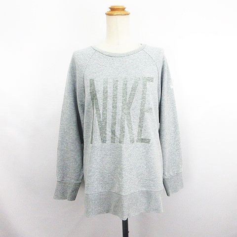 【中古】ナイキ NIKE トレーナー スウェット 長袖 クルーネック DRI-FIT ロゴ M グレー スポーツウェア ※EKM レディース 【ベクトル 古着】 260331ブランドナイキ NIKE表記サイズM実寸サイズ身幅：53cm　着丈...