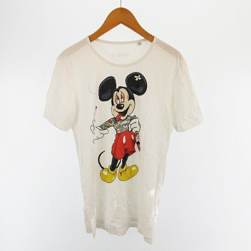 【中古】NO COMMENT PARIS ノーコメント ミッキーマウス S Tシャツ 半袖 プリント ホワイト 白 コットン トップス メンズ 【ベクトル 古着】 260714表記サイズS実寸サイズ肩幅：44cm　身幅：46cm　着丈：66...