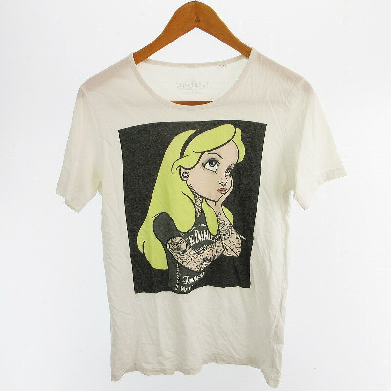 【中古】NO COMMENT PARIS ノーコメント S Tシャツ カットソー 半袖 アリス プリント ホワイト 白 メンズ 【ベクトル 古着】 260717表記サイズS実寸サイズ肩幅：42cm　身幅：48cm　着丈：66cm　袖丈：22...