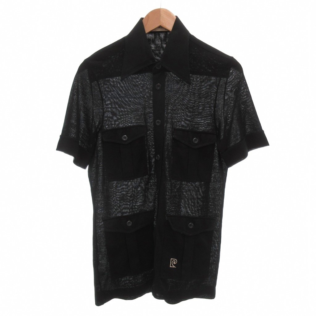 【中古】ピエールカルダン Pierre Cardin シャツ 2 黒 ブラック 半袖 シアー素材 フラップポケット /NL メンズ 【ベクトル 古着】 260520ブランドピエールカルダン Pierre Cardin表記サイズ2実寸サイズ肩...