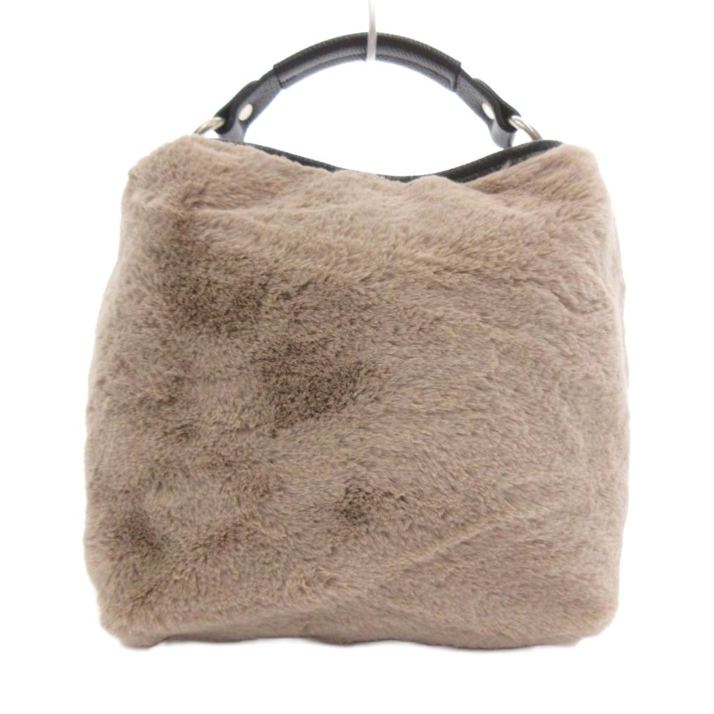 【中古】ローラディマッジオ LAURA DI MAGGIO 美品 ファーハンドバッグ 茶 ブラウン ストラップ付き フェイクファー /SJ レディース 【ベクトル 古着】 260604実寸サイズ持ち手の長さ：21cm　ヨコ：32cm　タテ：...