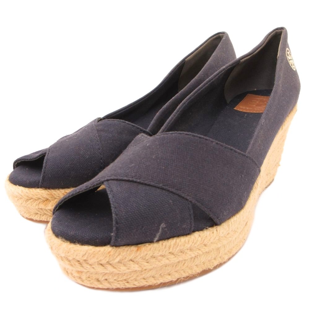 【中古】トリーバーチ TORY BURCH オープントゥパンプス キャンバス ウェッジソール 9 紺 ネイビー /JS レディース 【ベクトル 古着】 260527ブランドトリーバーチ TORY BURCH表記サイズ9実寸サイズヒールの高さ...