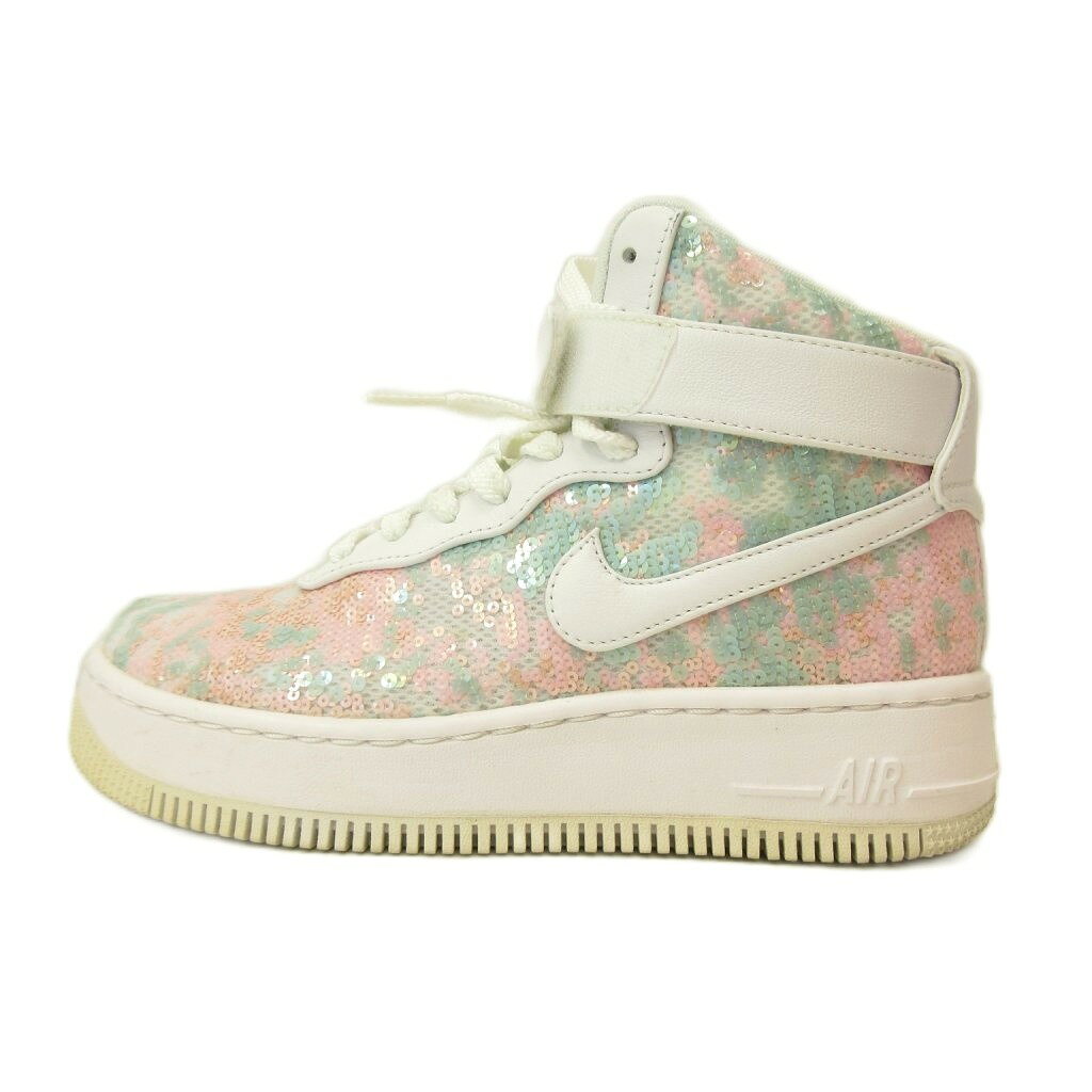 【中古】ナイキ NIKE エアフォース1 AIR FORCE 1 UPSTEP HI LX スニーカー シューズ ハイカット ラメ US6.5 23.5cm 白 ホワイト 898422-100 0615 レディース 【ベクトル 古着】 26...