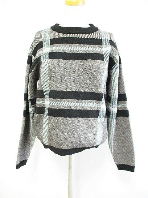 【中古】アズールバイマウジー AZUL by moussy ニット セーター チェック 丸首 黒 S レディース 【ベクトル 古着】 220122ブランドアズールバイマウジー AZUL by moussy表記サイズS実寸サイズ肩幅：42cm...