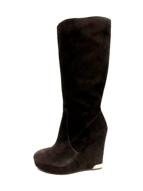 【中古】ヴィンスカムート VINCE CAMUTO ブーツ ロング ウェッジソール スエード 7M こげ茶 /CY1 レディース 【ベクトル 古着】 181004 ブランド古着ベクトルプレミアム店表記サイズUS/7M（24.5cm）実寸サイ...