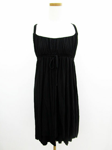 【中古】ジョノフイ Jo No Fui ワンピース ノースリーブ ひざ丈 無地 フレア S 黒 ブラック レディース 【ベクトル 古着】 170414 ブランド古着ベクトルプレミアム店表記サイズS実寸サイズ身幅：35cm　総丈：107cm　...