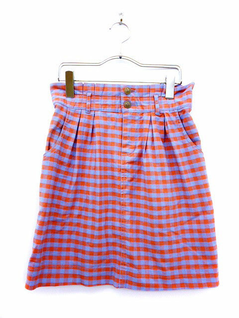 【中古】ダブルクローゼット w closet Wears inc. スカート タイト ひざ丈 チェック ツータック コットン F ピンク レディース 【ベクトル 古着】 170417 ブランド古着ベクトルプレミアム店ブランドダブルクローゼッ...