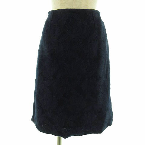 【中古】テチチ Te chichi スカート ひざ丈 ニット系 花柄刺繍 ネイビー 紺 M レディース 【ベクトル 古着】 201111 ベクトルプレミアム店ブランドテチチ Te chichi表記サイズM実寸サイズウエスト：62cm　ヒップ...