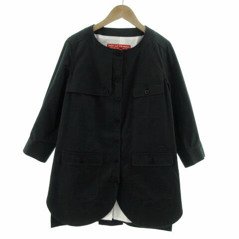 【中古】ショートカットフォーマークス SHORT CUT FOR MARKS ジャケット ノーカラー 七分袖 コットン 日本製 ネイビー 紺 2 ☆ レディース 【ベクトル 古着】 211222ブランドショートカットフォーマークス SHOR...