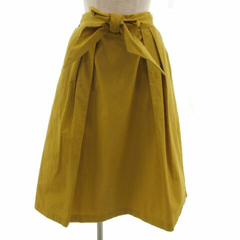 【中古】オリーブデオリーブ OLIVE des OLIVE スカート フレア ひざ丈 リボン紐 シンプル コットン イエロー系 マスタード M レディース 【ベクトル 古着】 220111ブランドオリーブデオリーブ OLIVE des OL...