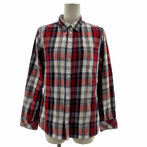 【中古】アズール エンカント AZUL ENCANTO シャツ 長袖 コットン チェック レッド 赤 ネイビー 紺 ホワイト 白 ブルー 青 M レディース 【ベクトル 古着】 220126表記サイズM実寸サイズ肩幅：約38cm　身幅：約4...