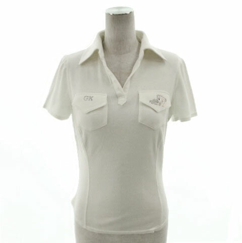 【中古】イタリヤ 伊太利屋 ポロシャツ スキッパーカラー ラインストーン 胸ポケ 半袖 アイボリー 7 レディース 【ベクトル 古着】 250823ブランドイタリヤ 伊太利屋表記サイズ7（日本サイズS相当）実寸サイズ肩幅：36cm　身幅：3...