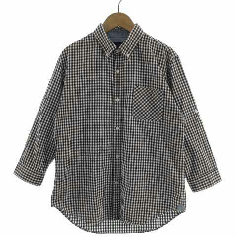 【中古】レイジブルー RAGEBLUE シャツ ボタンダウン 七分袖 袖ロールアップ 胸ポケ コットン ギンガムチェック ブラック 黒 ホワイト 白 M メンズ 【ベクトル 古着】 230715ブランドレイジブルー RAGEBLUE表記サイ...