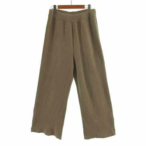 【中古】ジャーナルスタンダード JOURNAL STANDARD パンツ ストレート ワイド リブ ウエストゴム 裾スリット ストレッチ 日本製 コットン混 ブラウン系 茶系 レディース 【ベクトル 古着】 230707ブランドジャーナルス...