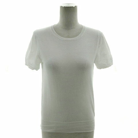 【中古】デミルクス ビームス Demi-Luxe BEAMS ニット 丸首 半袖 イタリア製生地 ハイゲージ コットン ホワイト 白 レディース 【ベクトル 古着】 240924ブランドデミルクス ビームス Demi-Luxe BEAMS表...