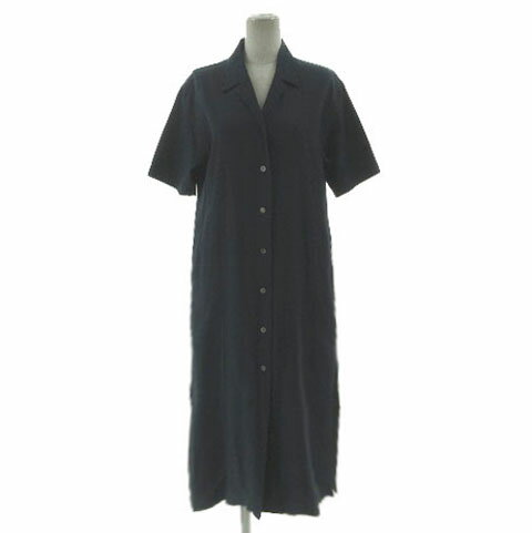 【中古】スティーブンアラン Steven Alan OPEN COLLAR SHIRT DRESS 8226-199-0408 オープンカラーシャツワンピース 半袖 ロング丈 裾スリット ネイビー 紺 M レディース 【ベクトル 古着】 2...
