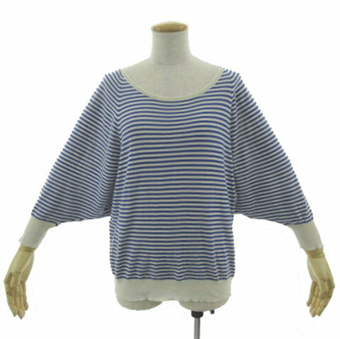 【中古】イエナ IENA ドルマンスリーブボーダーコットンニット 10080900200020 IMPORTED YARN ボートネック 長袖 ブルー 青 オフ白 レディース 【ベクトル 古着】 260401ブランドイエナ IENA表記サイ...