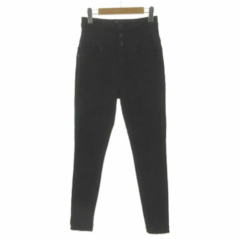 【中古】アズールバイマウジー AZUL by moussy HI-WAIST BUTTON DENIM SKINNY 250FAS12-013K-1 ジーンズ ストレッチ コットン混 ブラック 黒 M レディース 【ベクトル 古着】 251...