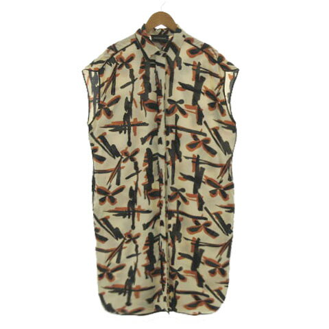 【中古】バイ マレーネ ビルガー BY MALENE BIRGER ノースリーブシャツワンピース ロング丈 裾スリット 総柄 ベージュ ブラック 黒 ブラウン 茶 34 レディース 【ベクトル 古着】 260627ブランドバイ マレーネ ビ...