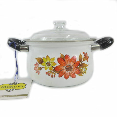 【中古】未使用品 キョクヨー KYOKUYO 昭和レトロ ホーロー鍋 両手鍋 花柄 ホワイト 白 20cm 容量3L 【ベクトル 古着】 260511表記サイズ寸法20cm 容量3L 実寸サイズをご確認下さい。実寸サイズ直径 上約21cm ...
