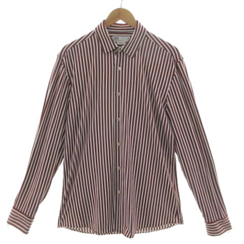 【中古】ザラ ZARA SLIM FIT ストライプシャツ 8211/411/605 リンクルフリー ストレッチ エンジ ホワイト 白 L メンズ 【ベクトル 古着】 260521ブランドザラ ZARA表記サイズEUR/USA L MEX ...
