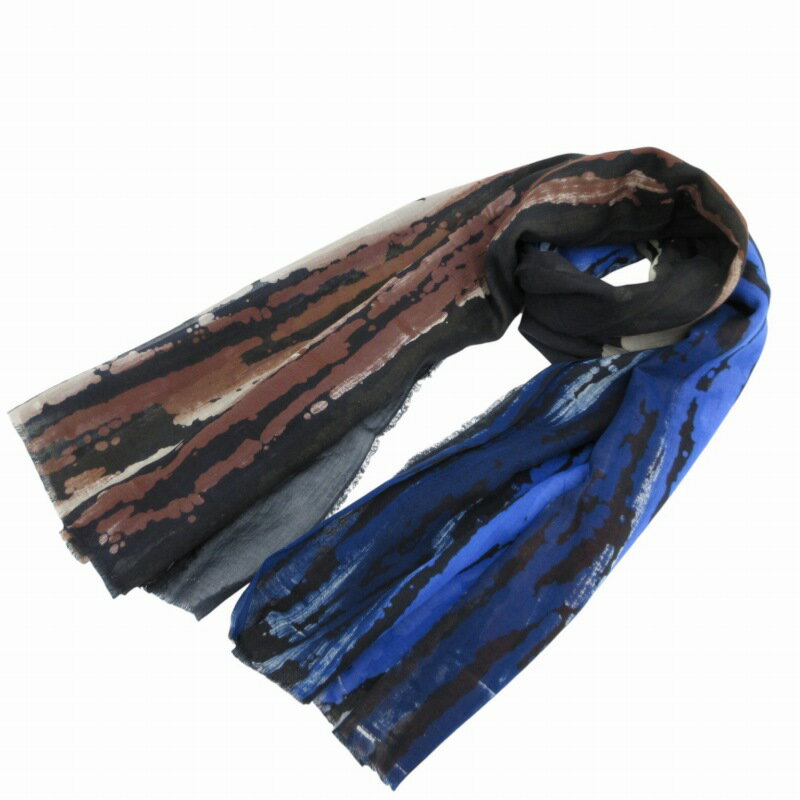 【中古】未使用品 ファリエロサルティ Faliero Sarti ストール フリンジ コットン 黒 ブラック 青 ブルー 茶 ブラウン /FF2 0914 ■GY25 ●TZ レディース 【ベクトル 古着】 240914ブランドファリエロサ...