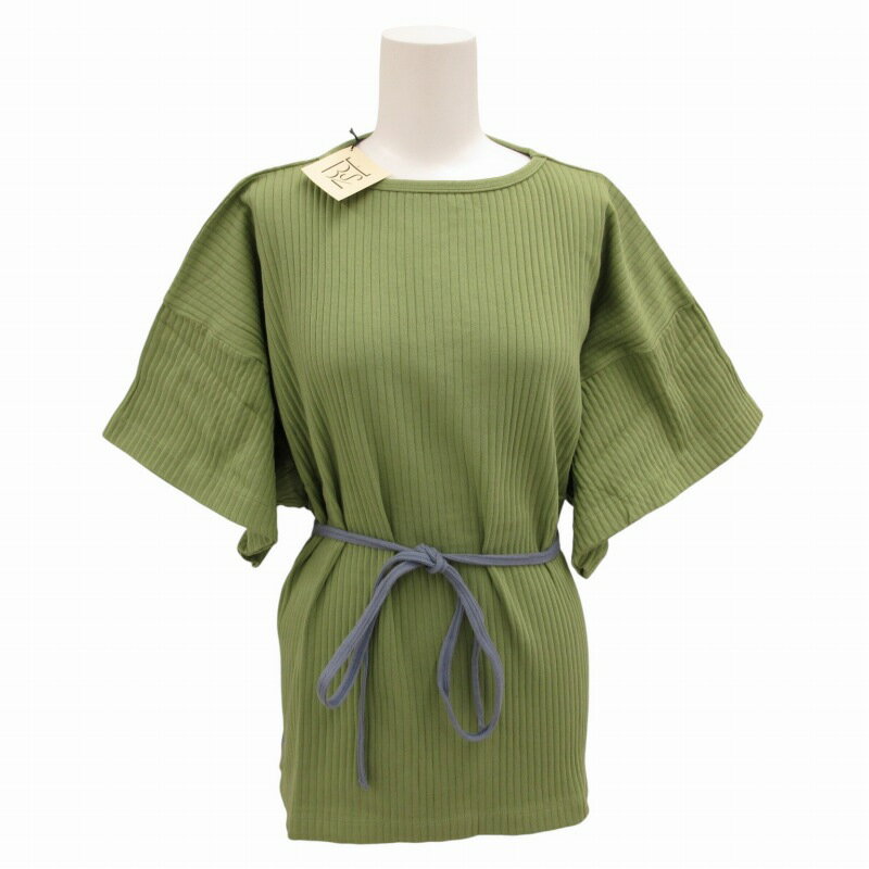 【中古】未使用品 ベースレンジ BASERANGE CLAIR TOP カットソー リブ 5分袖 XS 緑 グリーン 青 ブルー TOCR-RIB-AU21 /FT7 0830 ■GY25 ●TZ レディース 【ベクトル 古着】 24083...