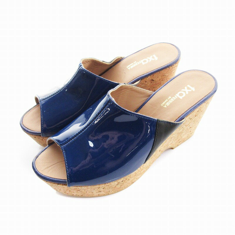 【中古】未使用品 センソユニコ Senso unico FXAFERRIRA by gaimo ミュール サンダル ウエッジソール エナメル 65 37 24cm 75 青 ブルー 04165220 /KO6 ■SUT ●TZ レディース ...